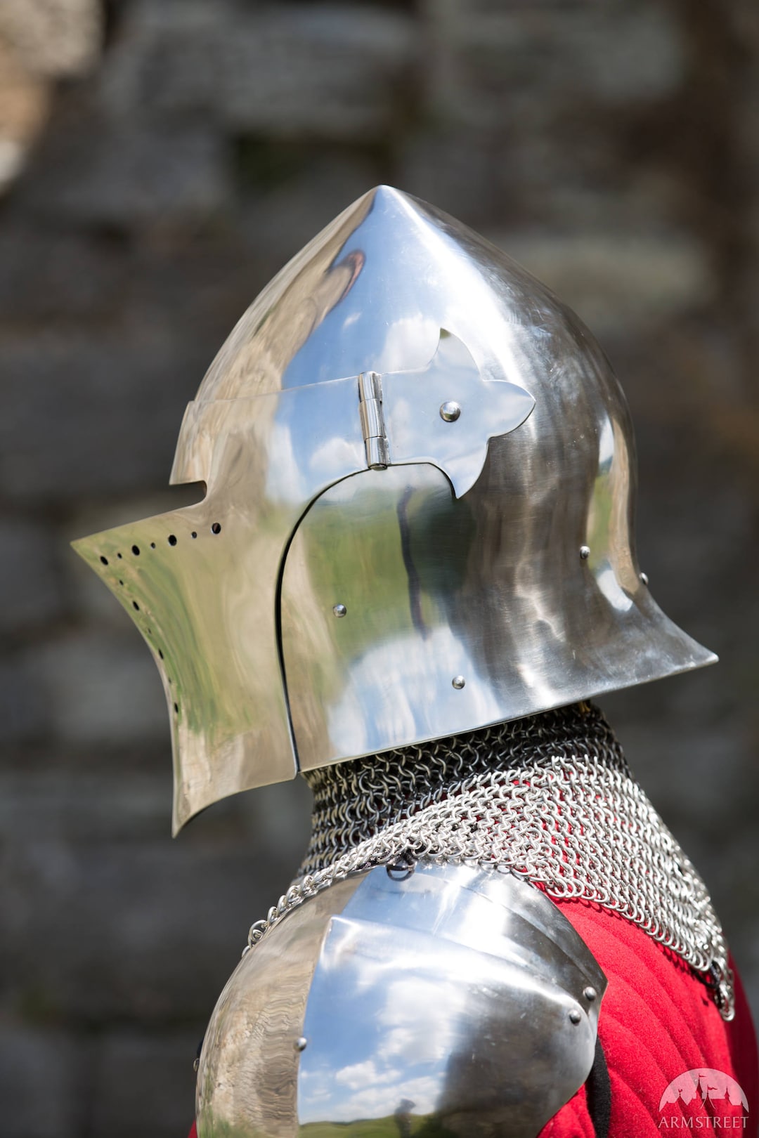 Armstreet Italian Barbuta Helmet With Visor LARP SCA Cosplay Medieval ...