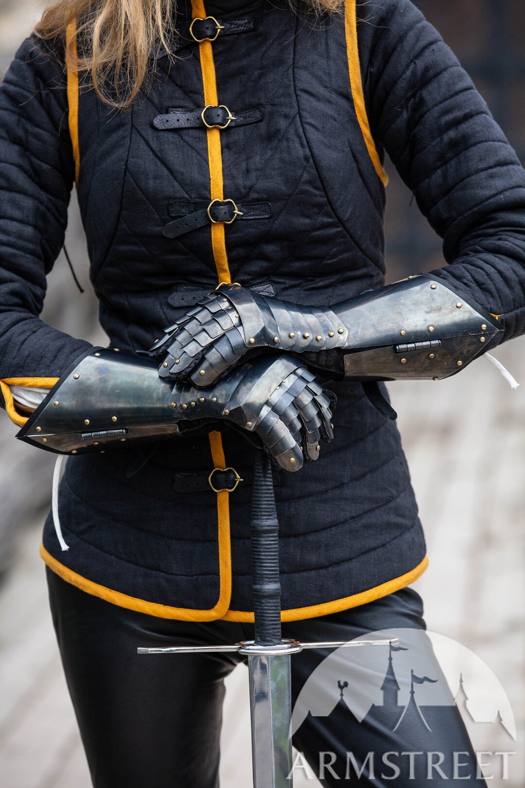 Armstreet Blackened Spring Steel Finger Gauntlets dark Starlarp SCA ...