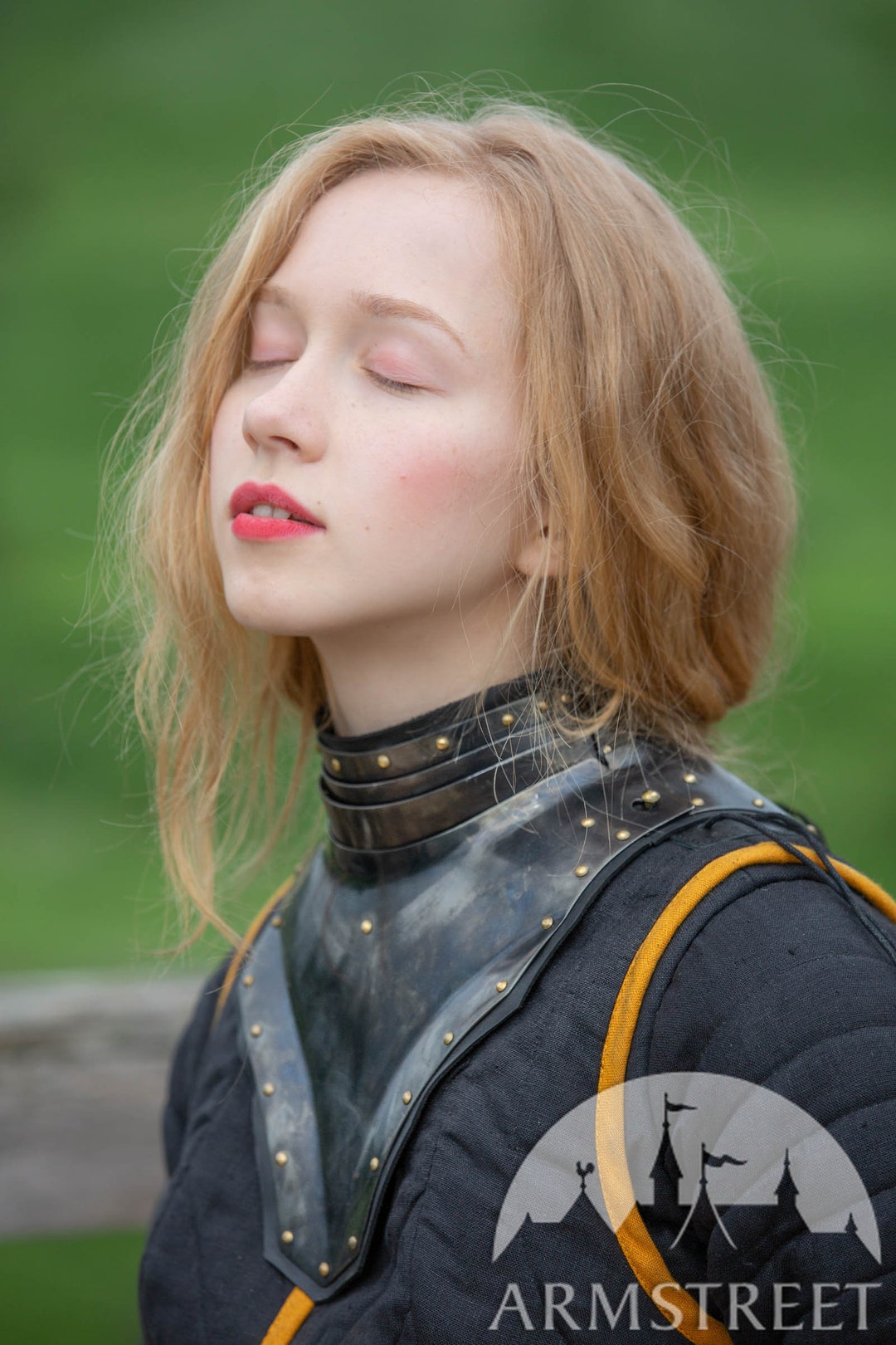 Armstreet Blackened Spring Steel Gorget the Dark Star Neck Protection LARP SCA Ren Fair Femail ...