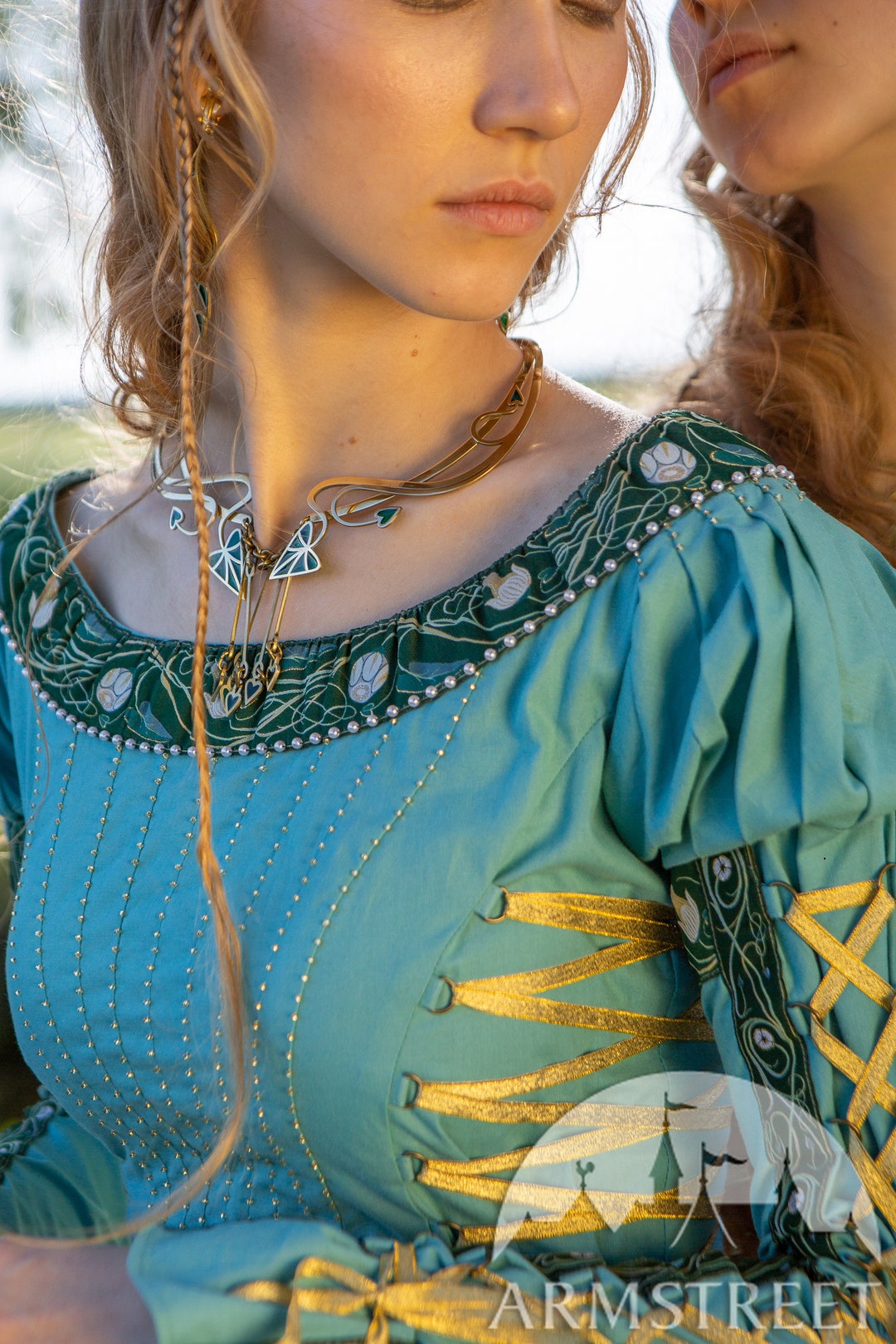 Brass and Enamel Elvish Necklace water Flowers Torc Choker - Etsy