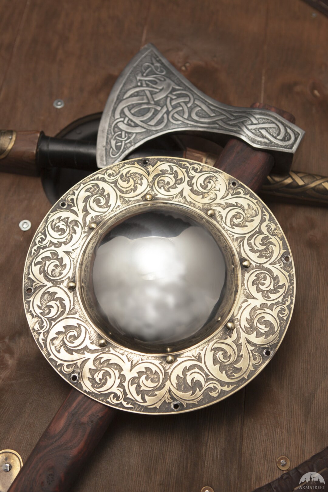 Handcrafted Armstreet Medieval Decorative Shield: Leather & Wood, for ...