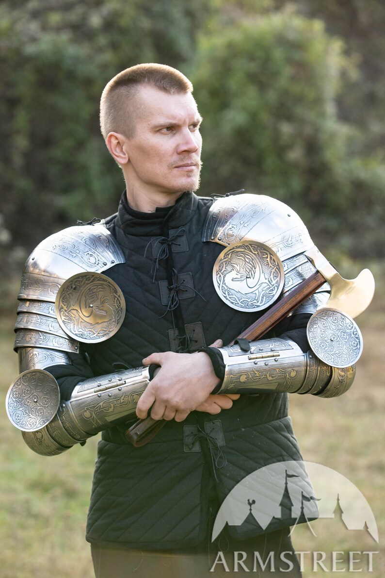 Etched Pauldrons With Removable Rondel mythical Beasts - Etsy