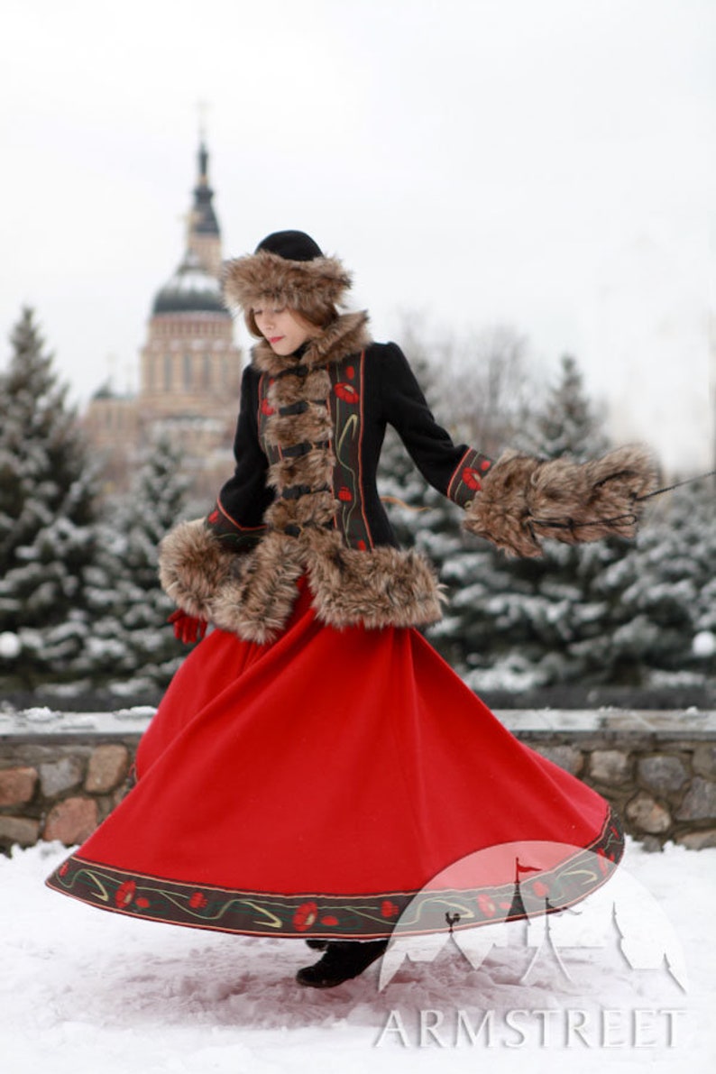 Manteau En Fourrure Courte Saisons Russes Avec Chapeau Et Etsy