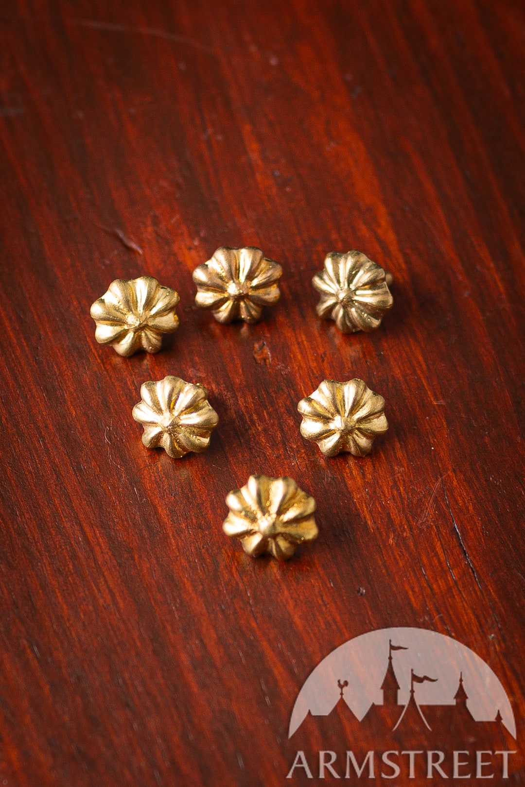 Museum Quality Functional Armor Rivets 'flower' Set of 6 Brass Cast ...