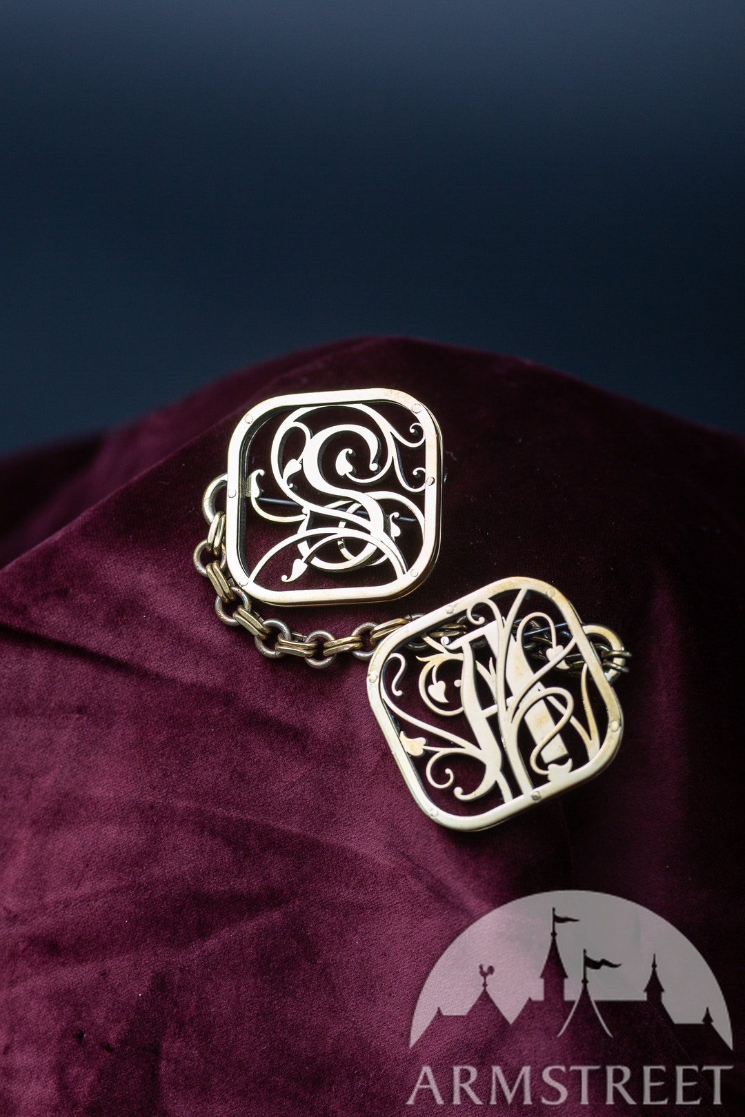 Pair of Brass Custom Letter Brooches key Keeper Handmade - Etsy