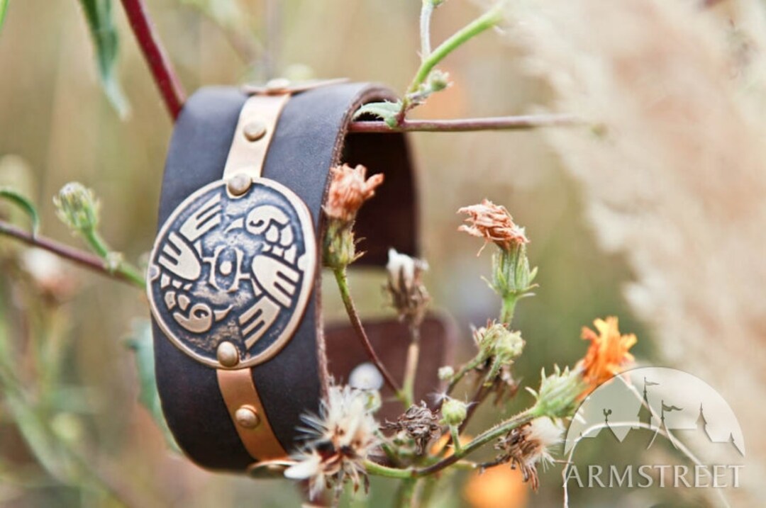 Armstreet Leather Arm Cuff Biceps Bracelet archeress LARP SCA Ren Fest ...