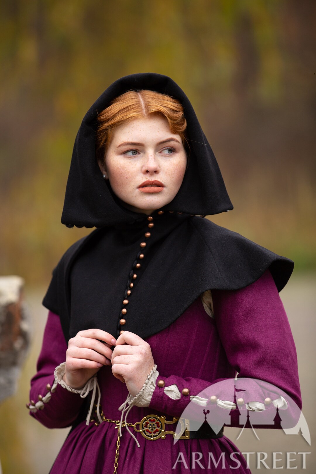 Armstreet Renaissance Woolen Chaperon autumn Princess LARP SCA Cosplay ...