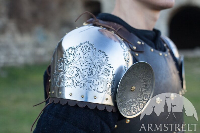 Etched Pauldrons knight of Fortune Medieval - Etsy UK