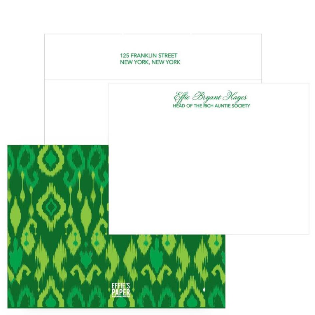 Personalized Stationery Set : 'green With Envy' | Custom Note Cards ...