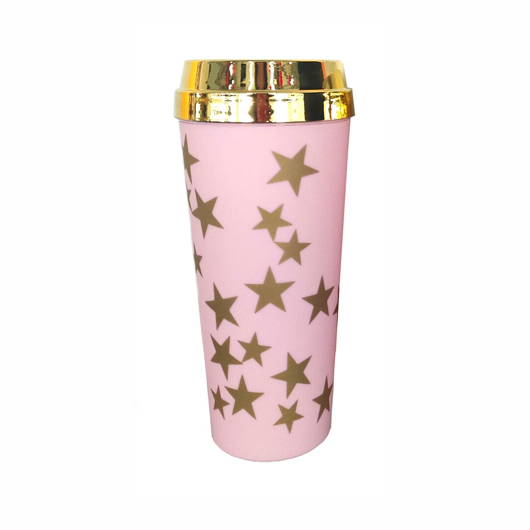 Superstar - Matte Pink Travel Coffee Mug | Gold Star Coffee Mug, Coffee ...