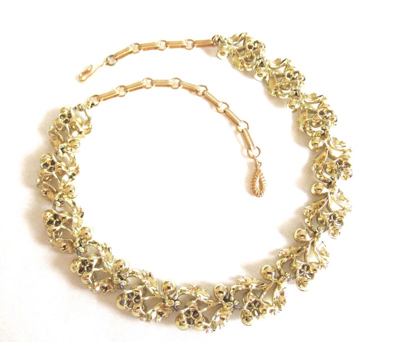 Vintage LISNER Necklace Clear & Pale Yellow Rhinestones Gold Tone MCM ...