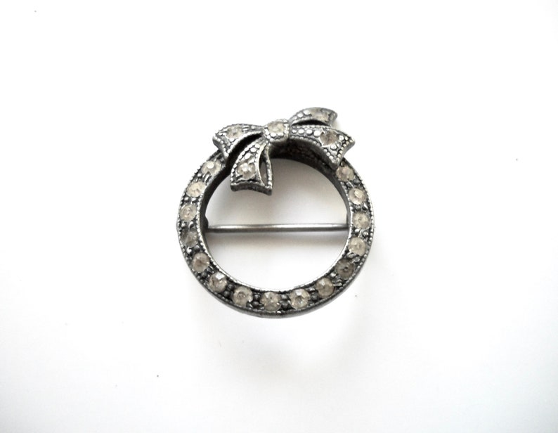 Antique Victorian Silver Circle Bow Pin With Brilliants 1800s - Etsy