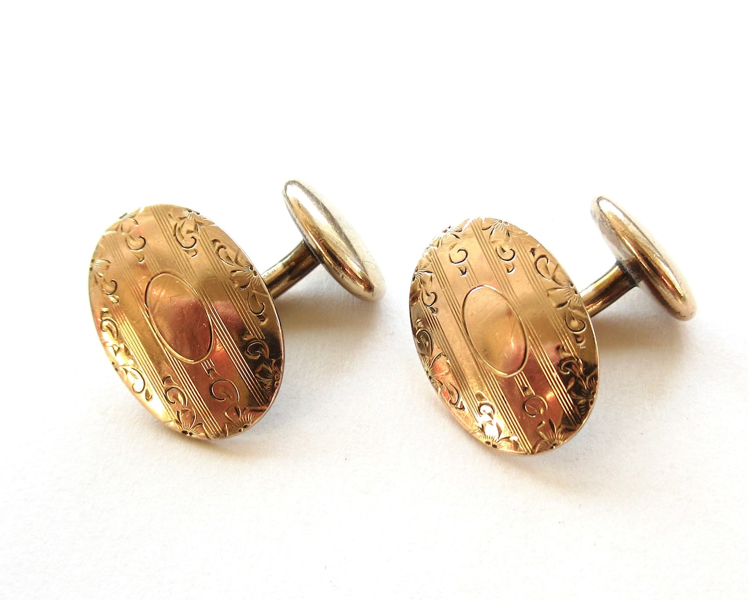 Antique Vintage Victorian Edwardian Engraved Bean Back Barbell Cuff ...