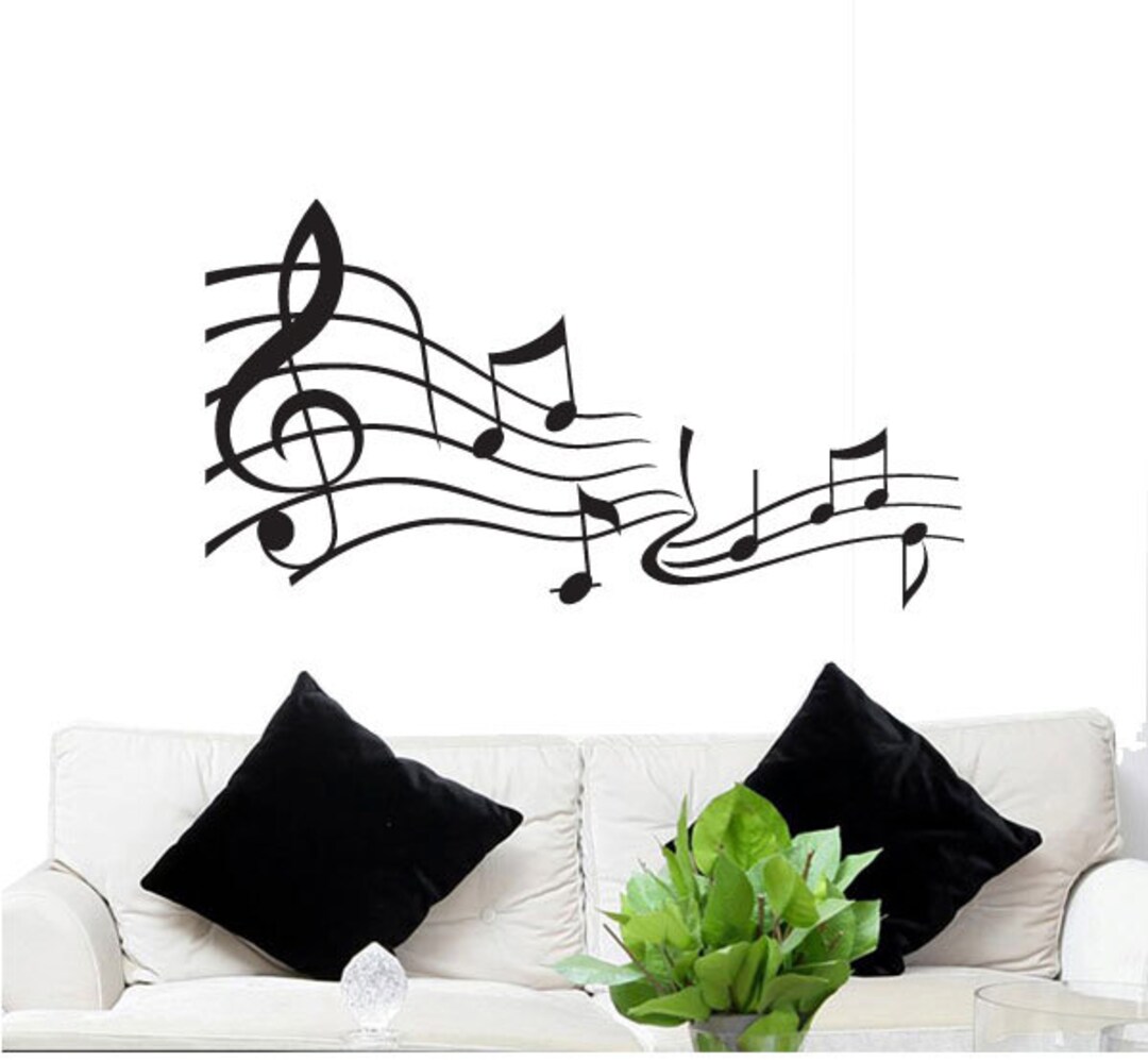 Wall Decal Sticker Removable Music Notes 20" Tall 37" Wide in White or ...