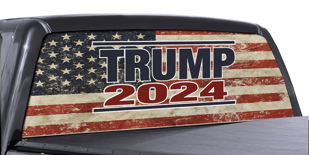 FGD Perforated Rear Window Decal Trump 2024 American Flag Edition Full ...