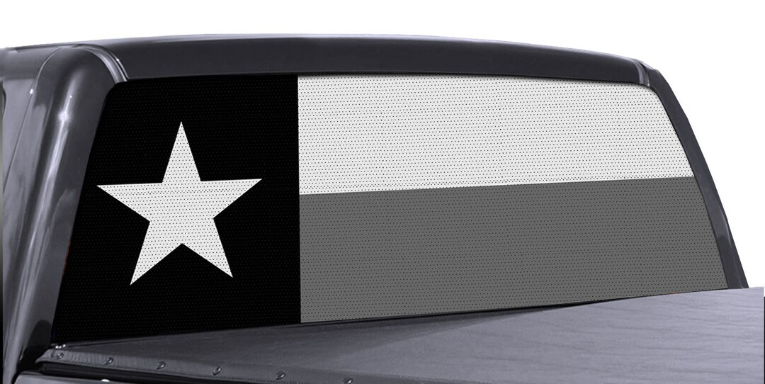 FGD Truck Rear Window Decal Black and White TEXAS State Flag Perforated ...
