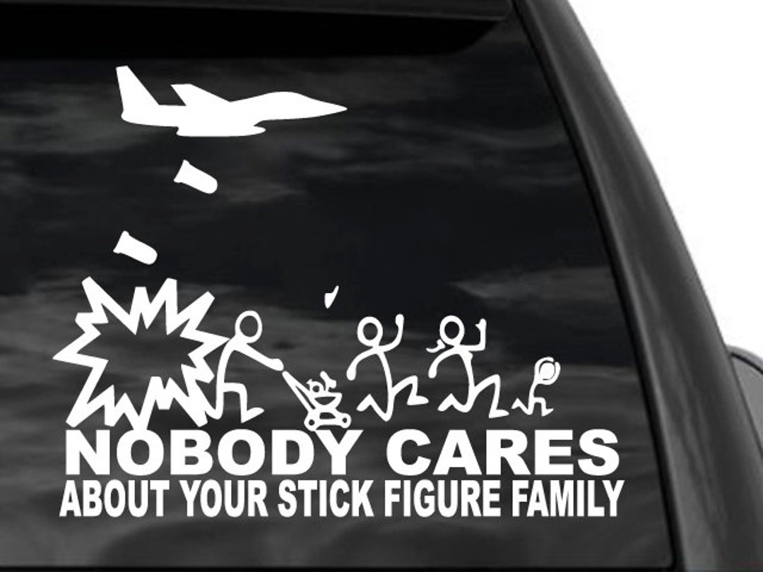 Stick Figure Family Nobody Cares Jet Fighter Funny Stickers Car Decal ...