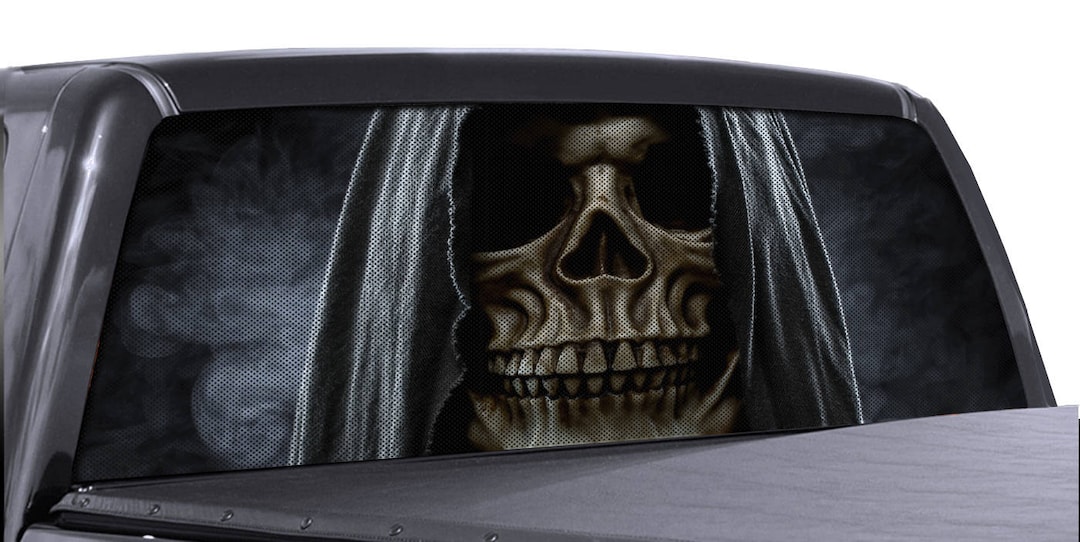 FGD Perforated Grim Reaper Rear Window Vinyl Decal Featuring a Smoky ...