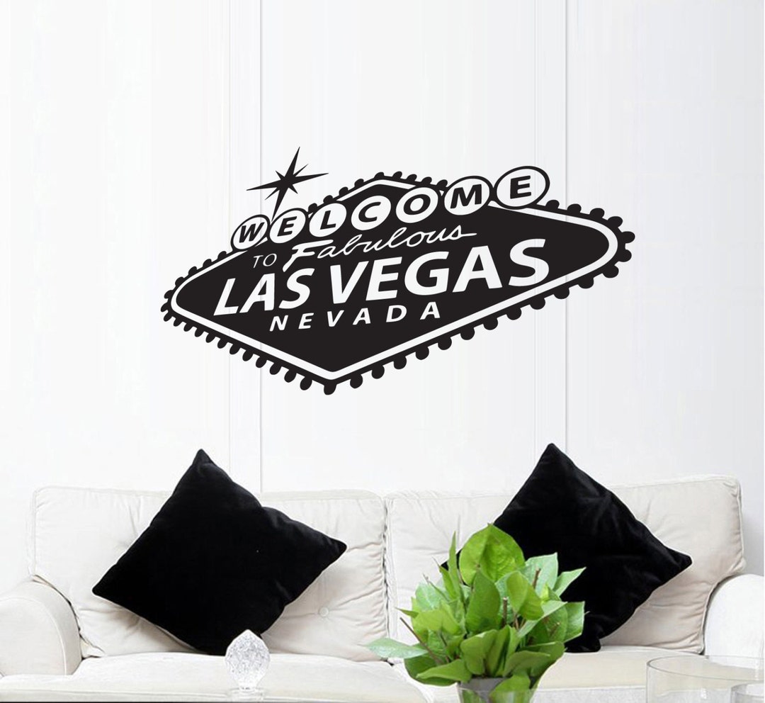 Wall Decal Sticker Las Vegas Sign 20" Tall 38" Wide in White or Black ...