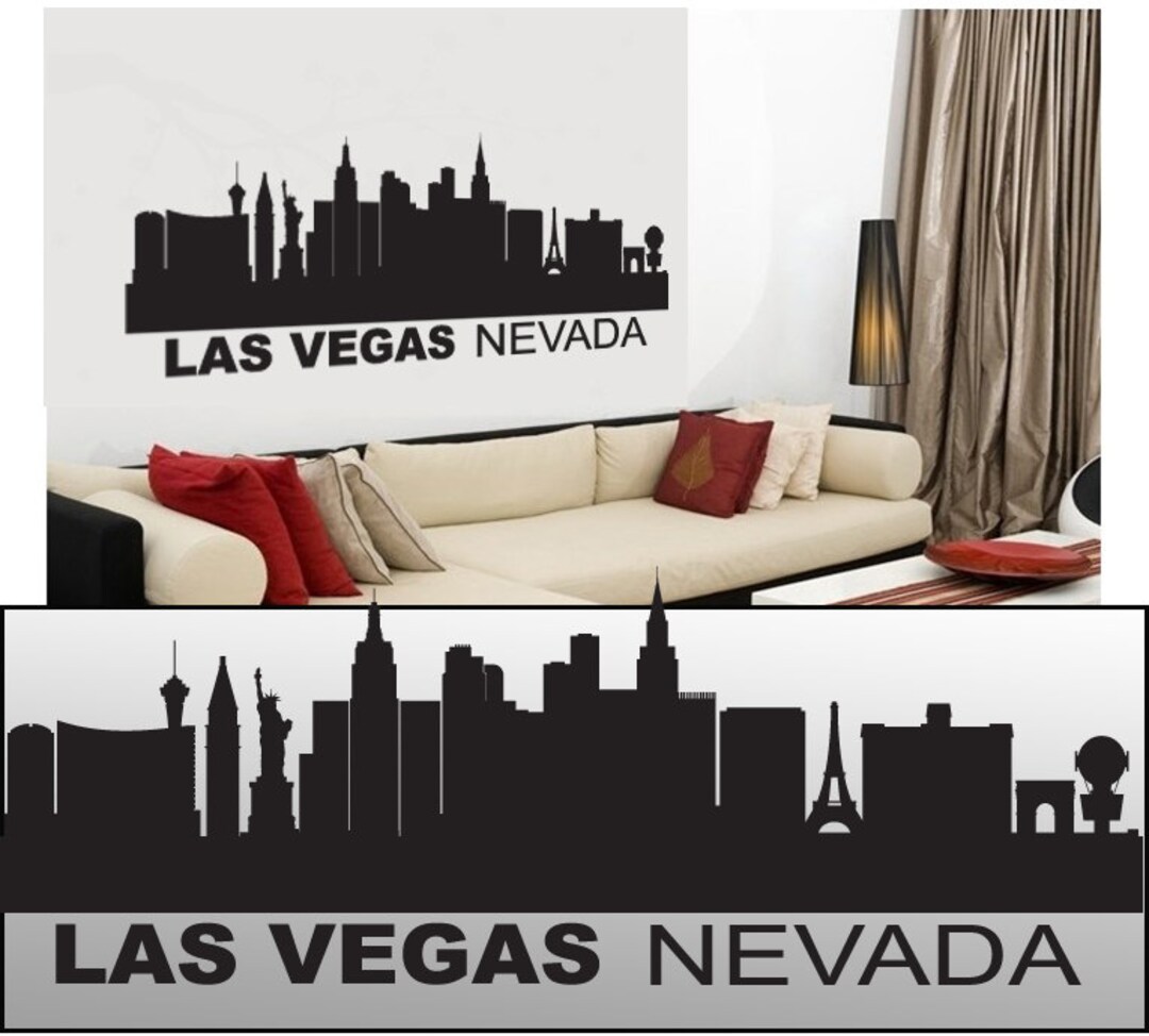 Wall Decal Sticker Las Vegas Skyline 20" Tall 51" Wide in White or ...
