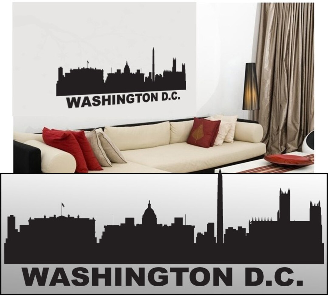 Wall Decal Sticker Washington D.C. Skyline 20" Tall 51" Wide in White ...