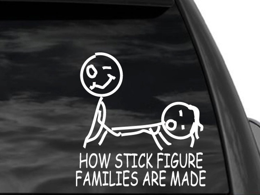 Funny Stick Figure Window Decal 10"x10" in White (making of a Stick ...