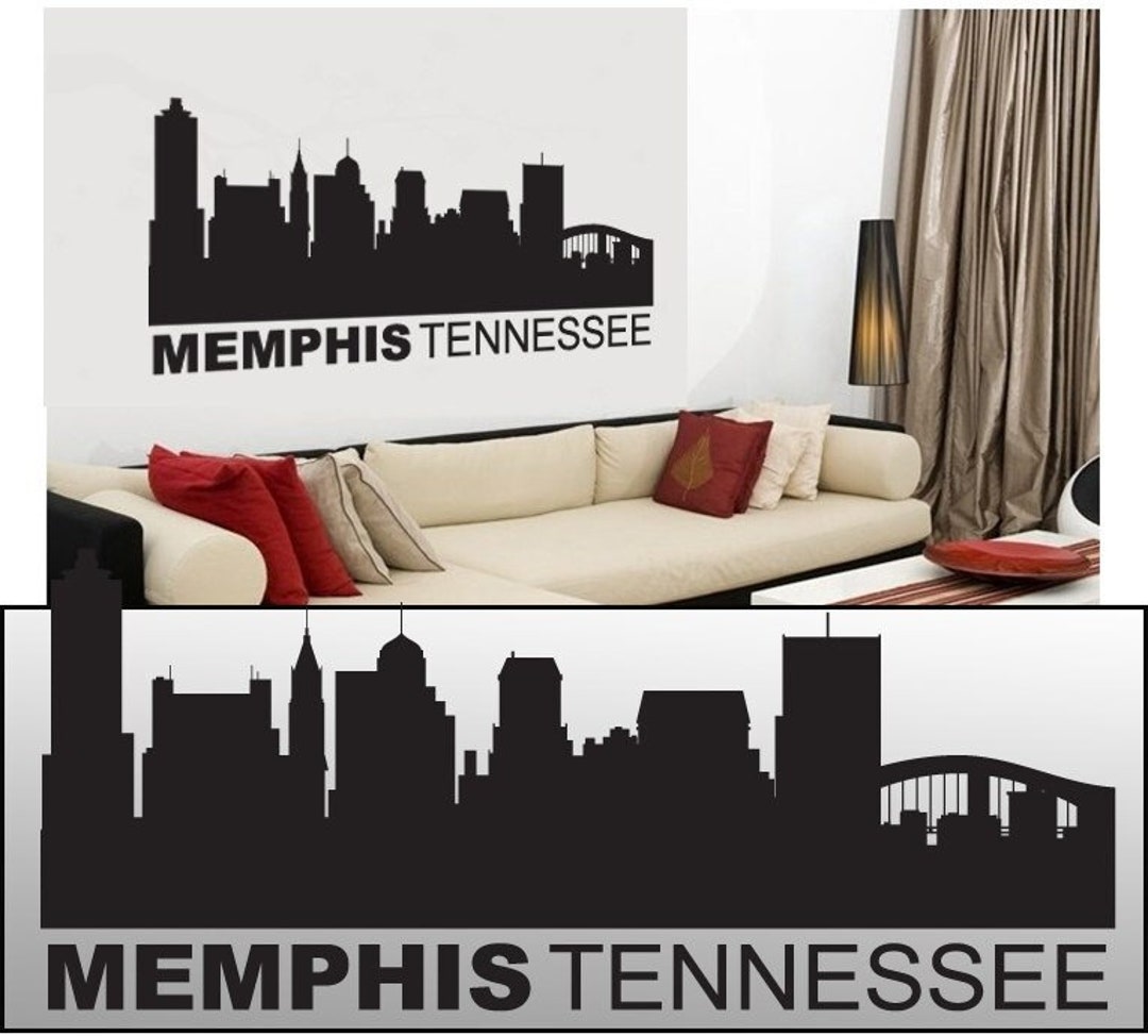 Wall Decal Sticker Memphis Tennessee Skyline 20" Tall 47" Wide in White ...
