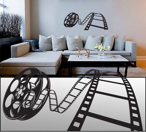 Wall Decal Movie Reel 20 Tall 50 Wide in White or - Etsy