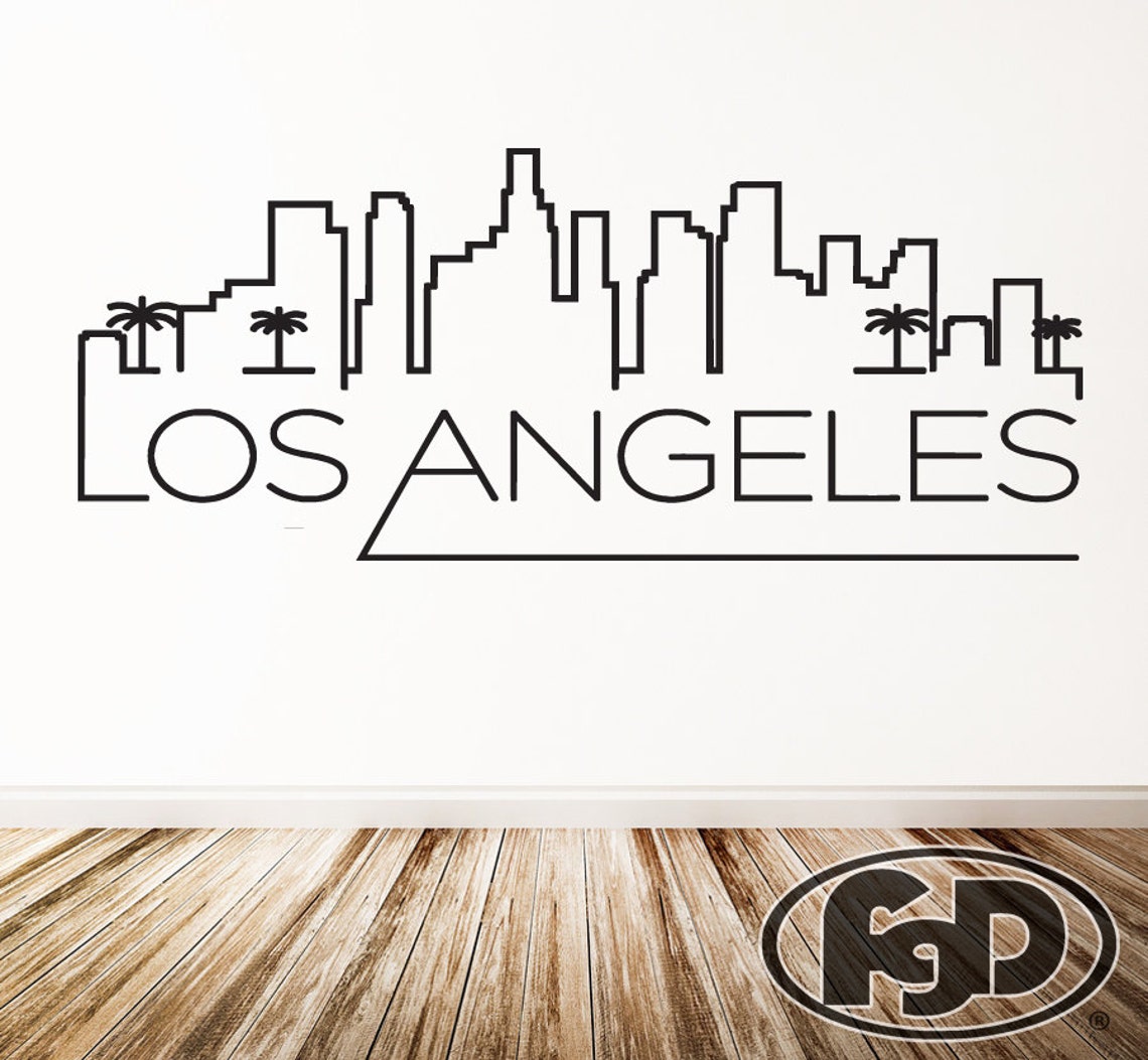 Wall Decal Sticker Los Angeles Outline Skyline 20" Tall 50" Wide in ...