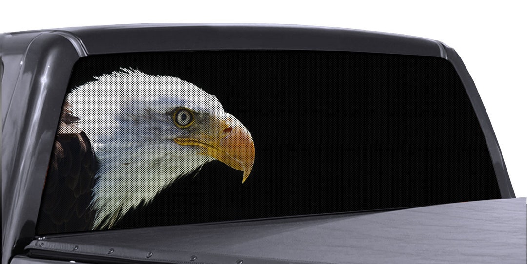 FGD Truck Perforated Rear Window Decal Wrap American Bald Eagle Vinyl ...