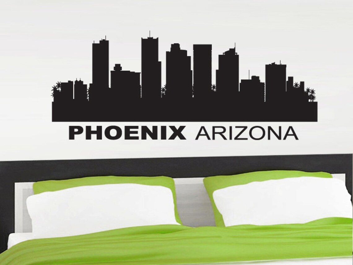 Wall Decal Sticker Phoenix Arizona Skyline 20" Tall 49" Wide in White ...