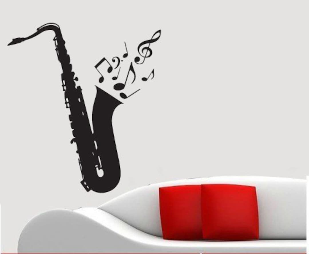 Wall Decal Sticker Removable Saxophone Music Notes 20" Tall 23" Wide in ...