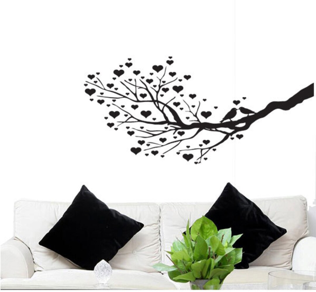 Wall Decal Sticker Removable Love Tree Hearts & Tree in White or Black ...