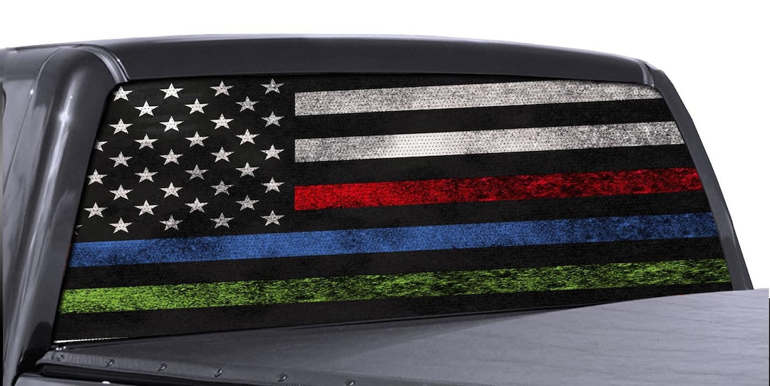 FGD Custom Truck Rear Window Wrap Police, Fire & Military Distressed ...