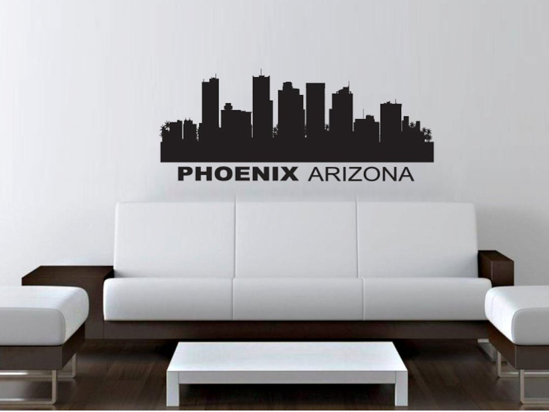 Wall Decal Sticker Phoenix Arizona Skyline 20" Tall 49" Wide in White ...
