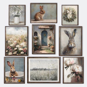 PRINTED Vintage Spring & Easter - Mailed Art, Easter Bunny, Wildflowers ...