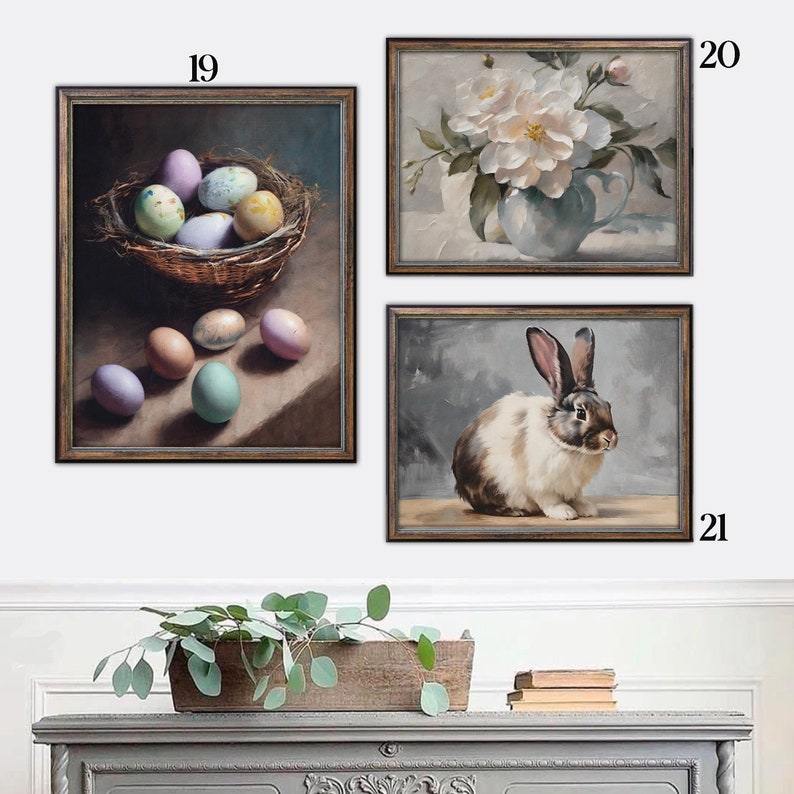 PRINTED Vintage Spring & Easter - Mailed Art, Easter Bunny, Wildflowers ...