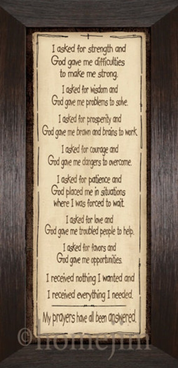 Items similar to Framed Answered Prayers I asked God He answered all my ...