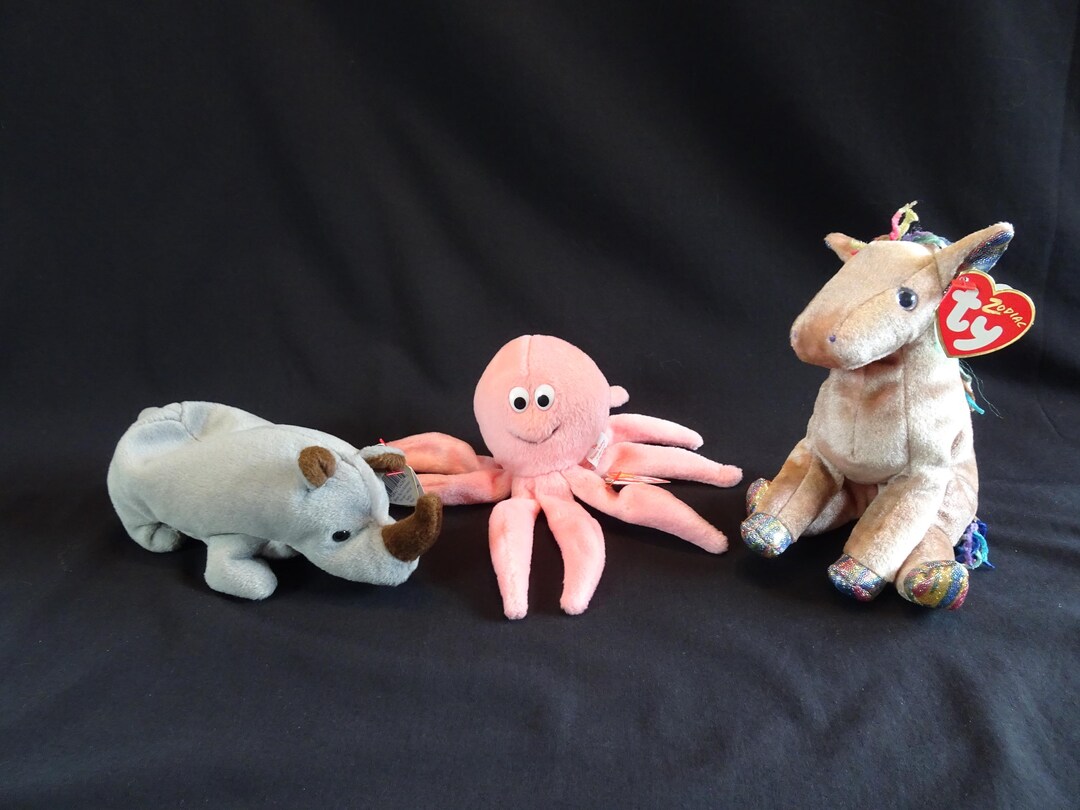 Beanie Baby Stuffed Toy, Spike Rhinoceros, Inky Pink Octopus, Horse ...