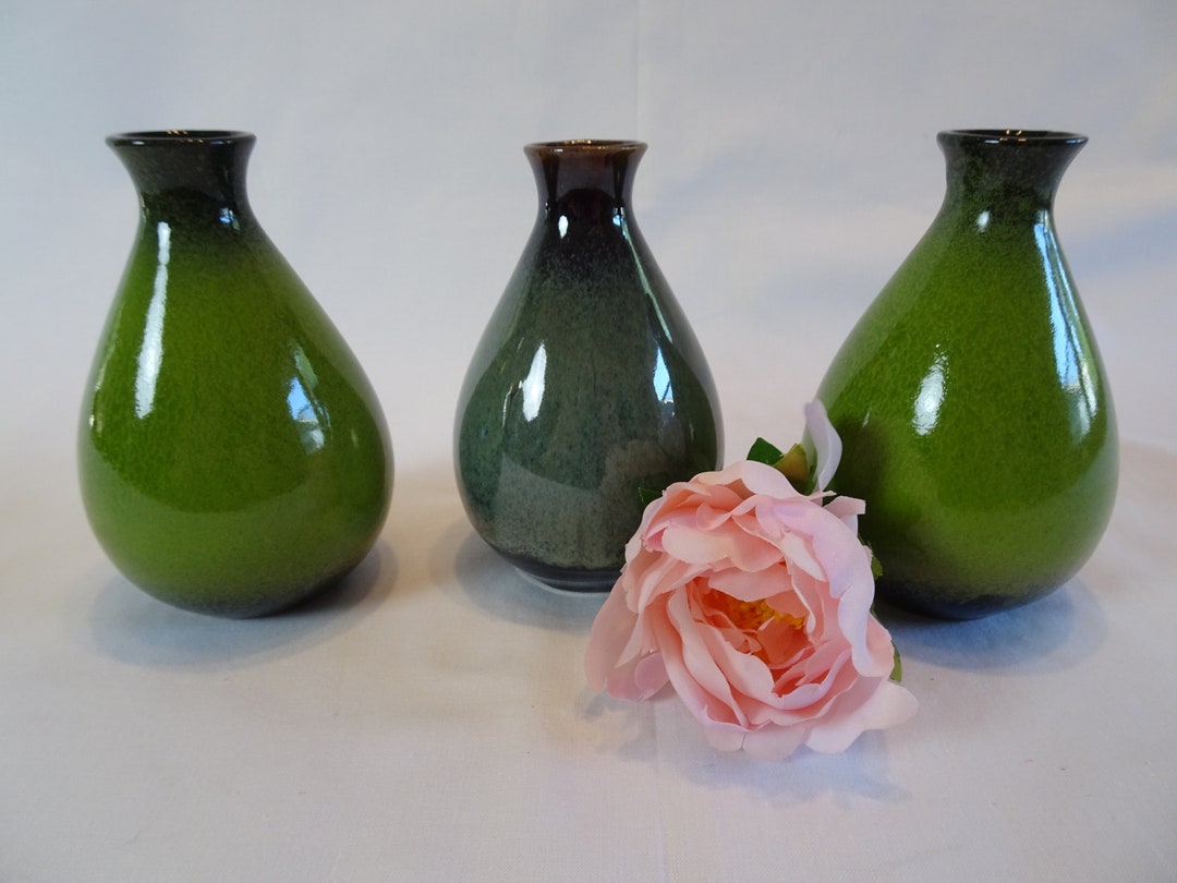 Decorative Pottery Bud Vase, Vintage Blue or Green Single Flower ...