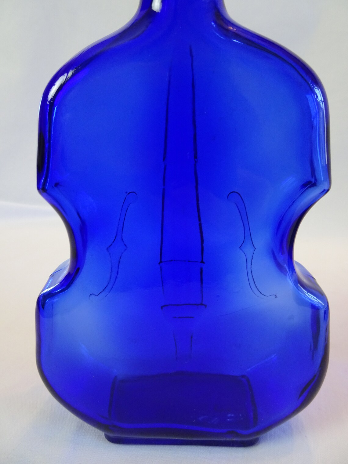 Cello Cobalt Blue Glass Bottle, Vintage Musical String Instrument ...