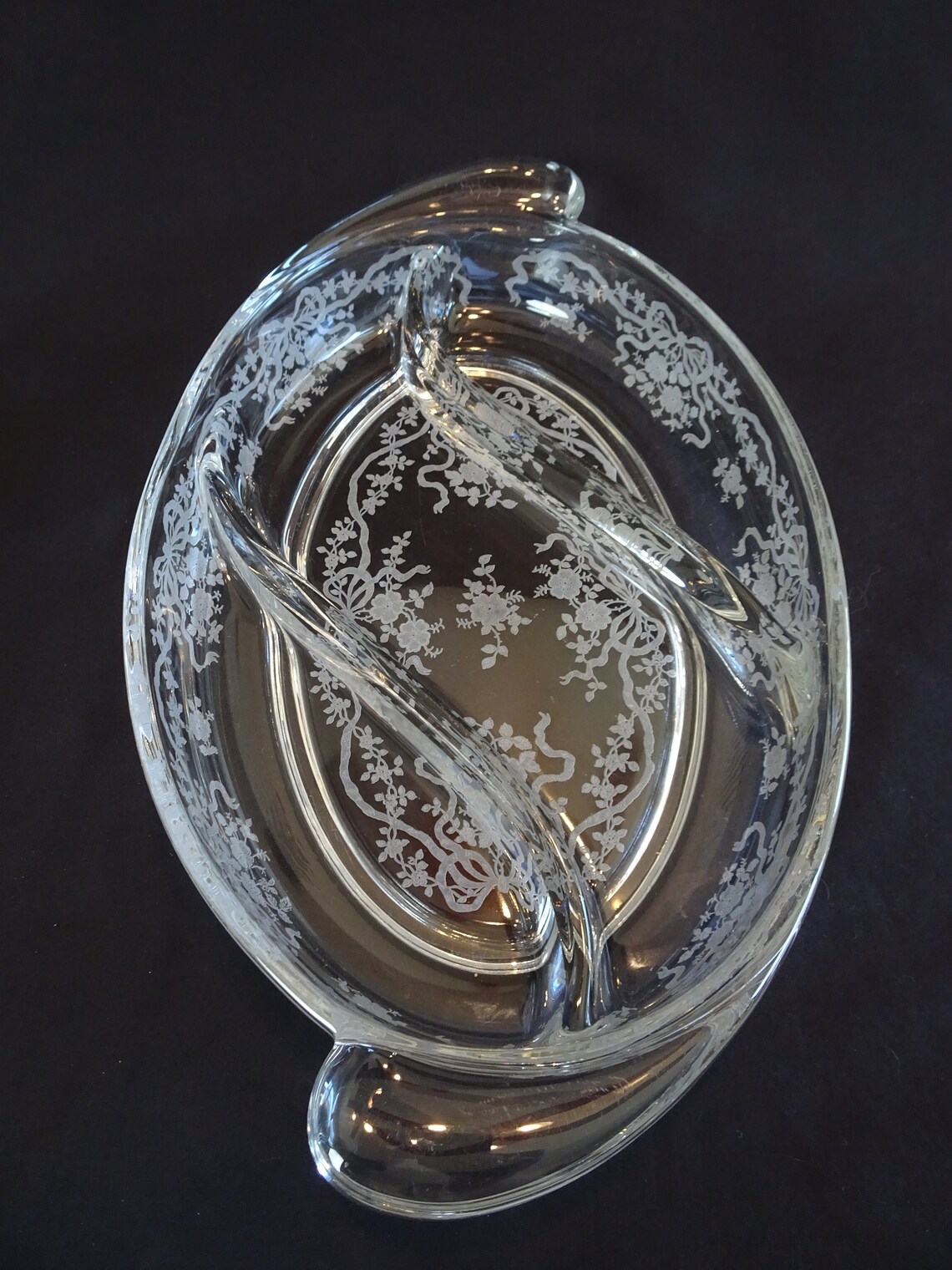 Fostoria Romance Divided Serving Dish Vintage Etched Flowers - Etsy