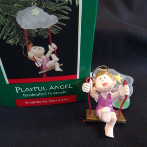 Vintage Hallmark Holiday Tree Ornaments Playful Angel Kristy - Etsy