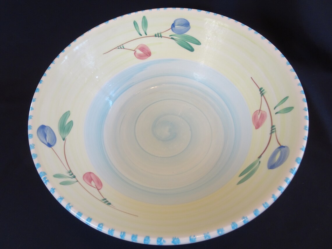 Villa Romana Italy Center Bowl, Vintage Large Italian Handpainted Blue ...