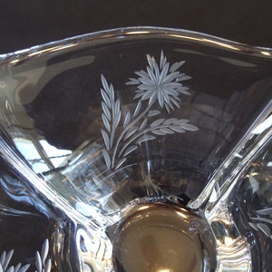 Daum Etched Floral Crystal Sugar Bowl, Vintage Small Triangle Shaped ...
