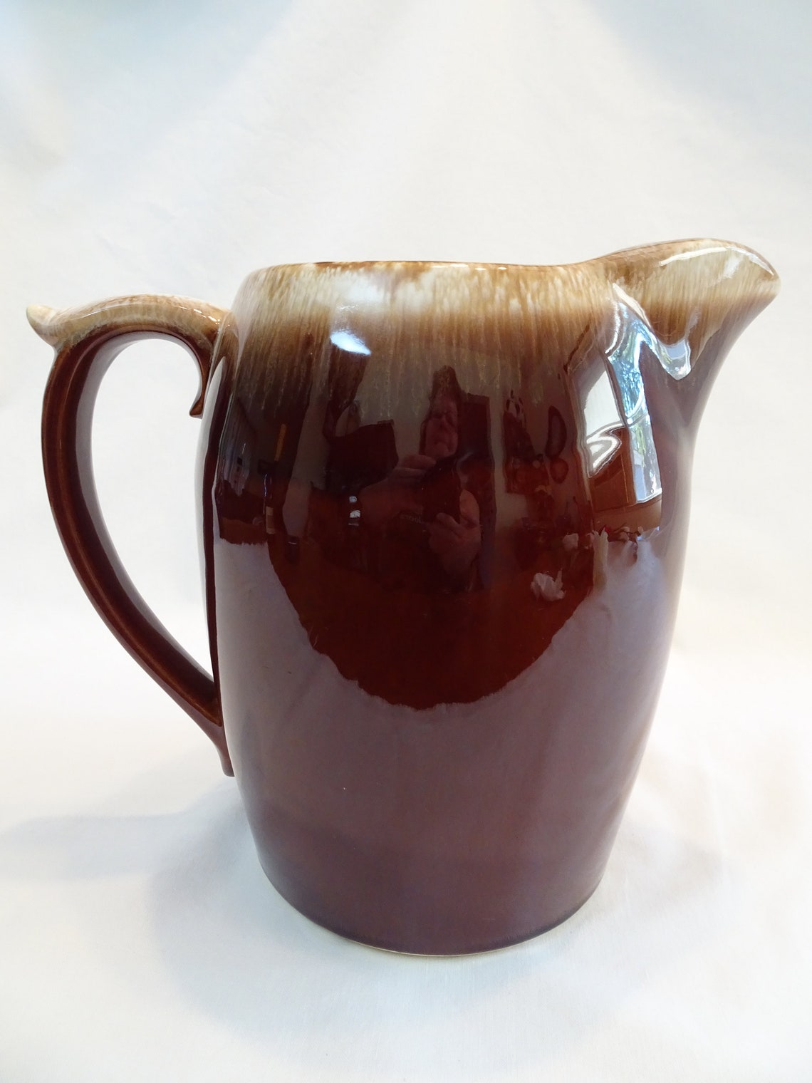 Brown Drip Glaze Pottery Pitcher USA 7011 Vintage Ice Spout - Etsy