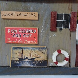 Wooden Bait & Tackle Shop Bird House, Vintage Decorative Fishing Shack ...