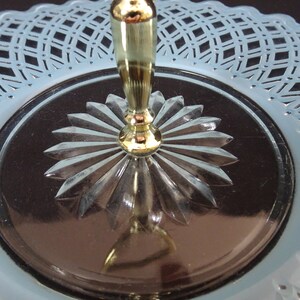 Tidbit Serving Tray With Handle, Vintage Blue Geometric Swirl Design ...