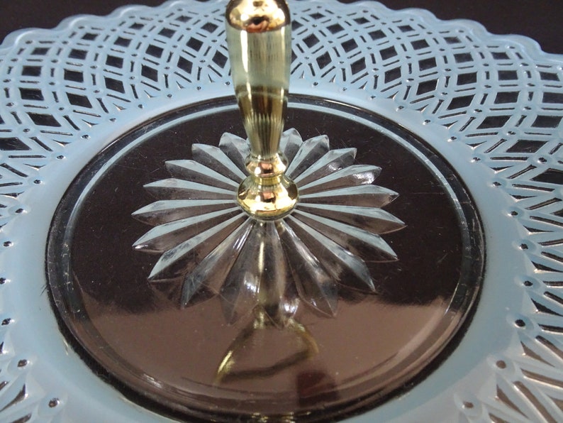 Tidbit Serving Tray With Handle Vintage Blue Geometric Swirl - Etsy