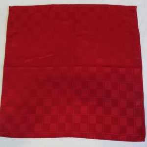 Ruby Red Checkered Polyester Napkin Set of 6, Vintage Two Tone Dark Red ...